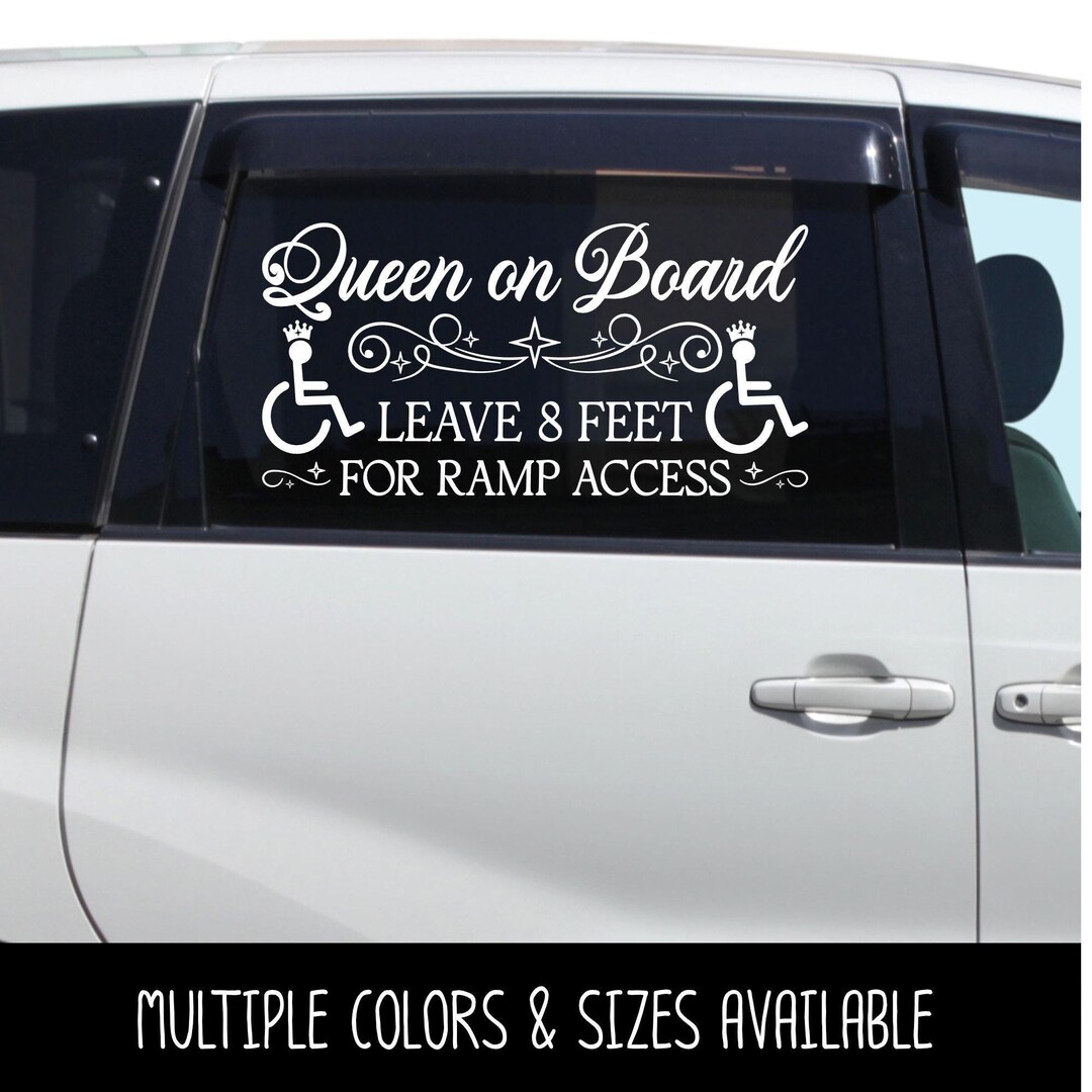 Queen on Board Handicap Wheelchair Ramp Access Decal, Disabled Car ...
