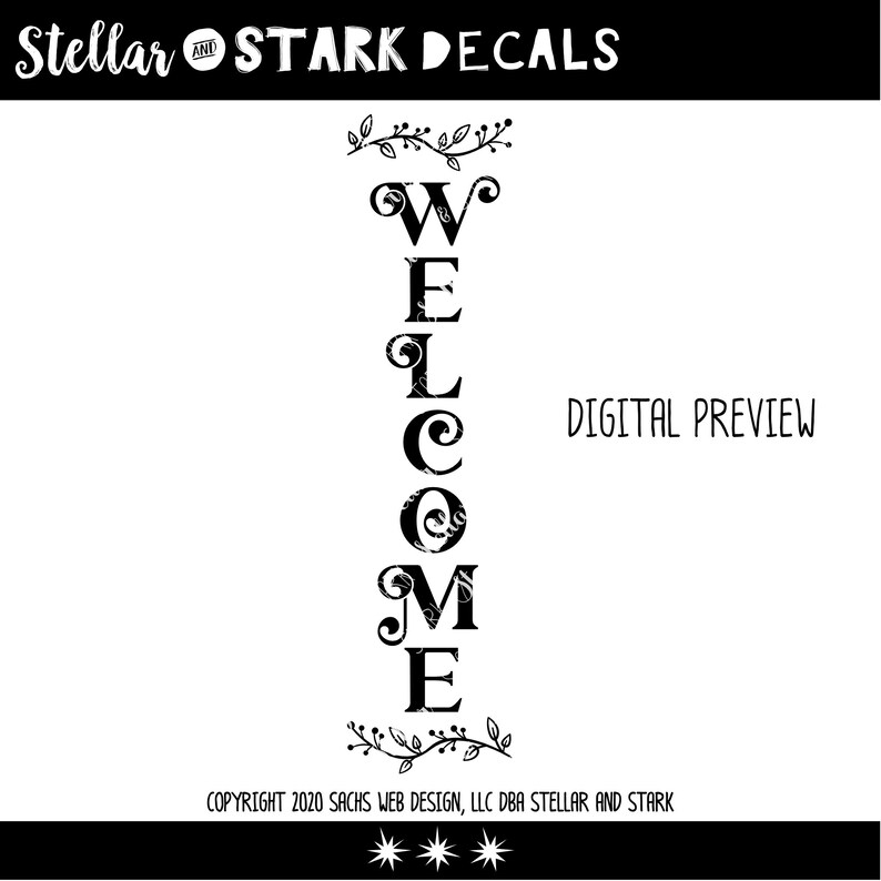 Vertical Welcome Leaves Berries Vinyl Decal Vertical Welcome - Etsy