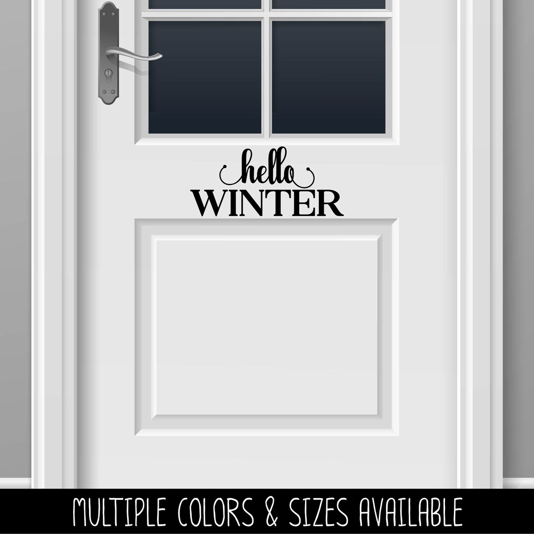 Hello Winter Cursive Stacked Vinyl Decal - Hello Winter Vinyl Sticker ...