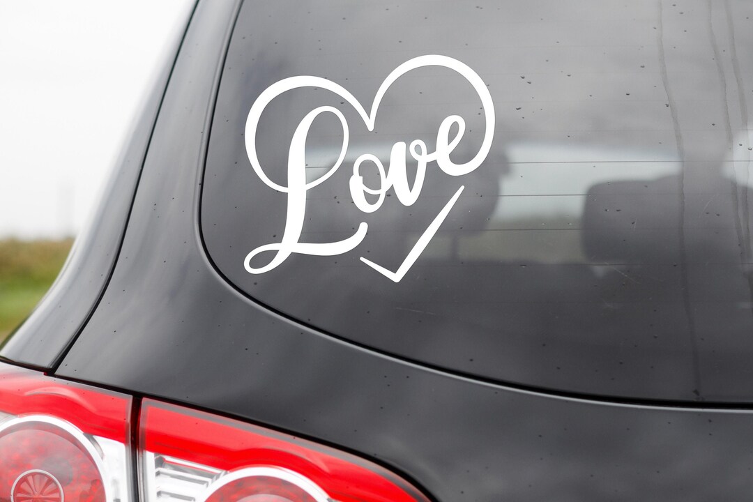 Love Heart Vinyl Decal - Love Car Decal - Love Sticker - Love Wall ...