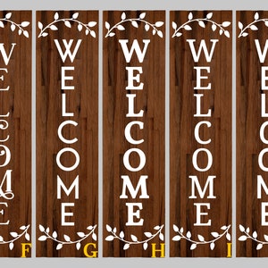 Floral Leaves Vertical Welcome Vinyl Decal - Leaves Vertical Welcome ...