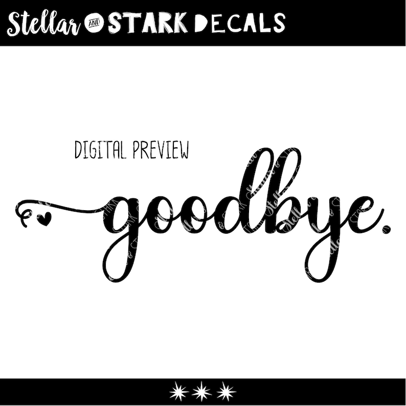 Cursive Goodbye Heart Decal Goodbye Sticker Goodbye Front - Etsy