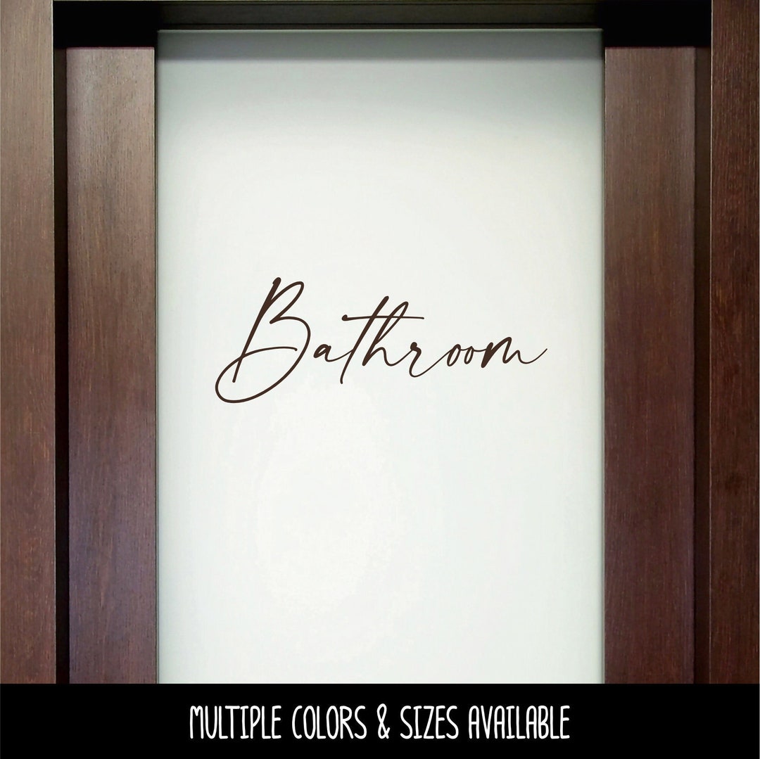 Modern Script Bathroom Decal - Bathroom Sticker - Bathroom Door Decal ...