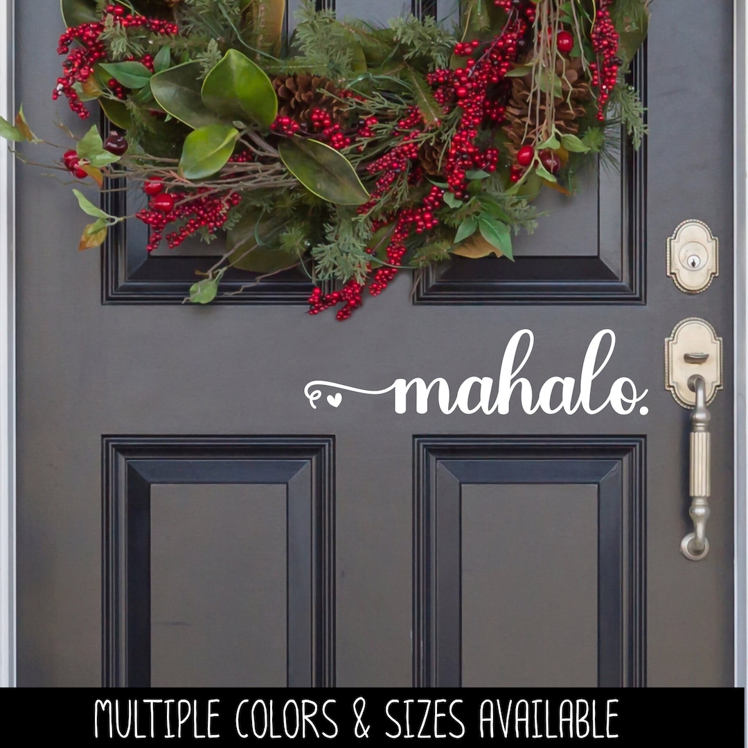 Cursive Mahalo Hearts Decal - Mahalo Sticker - Mahalo Door Decal ...