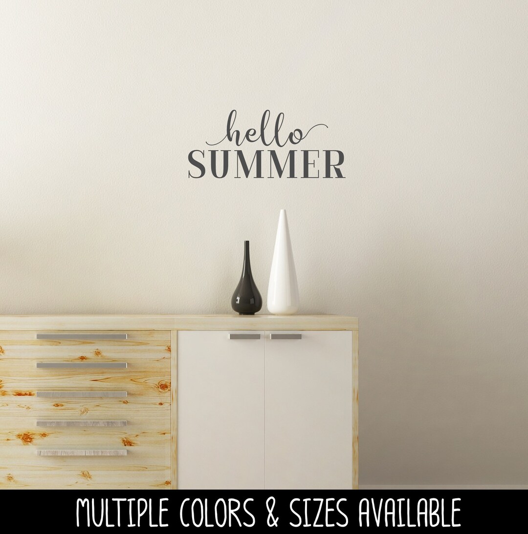 Hello Summer Cursive W/tails Vinyl Decal - Hello Summer Vinyl Sticker ...