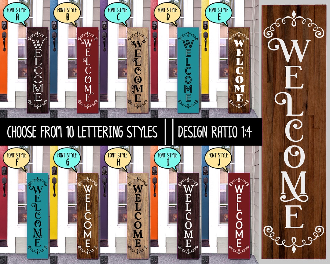 Vertical Diamond Swirls Welcome Vinyl Decal - Vertical Welcome Vinyl ...