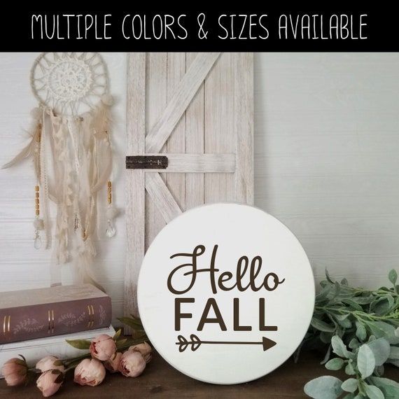 Hello Fall Cursive W/arrow Vinyl Decal Hello Fall Vinyl - Etsy