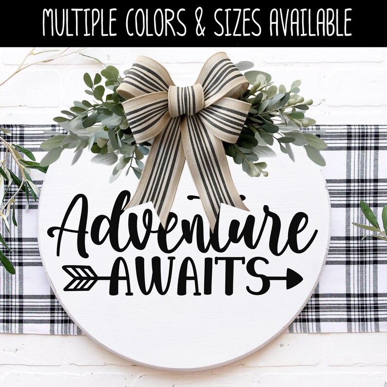 Adventure Awaits Decal Vinyl Sticker, Door Round Camper Sticker RV Car ...