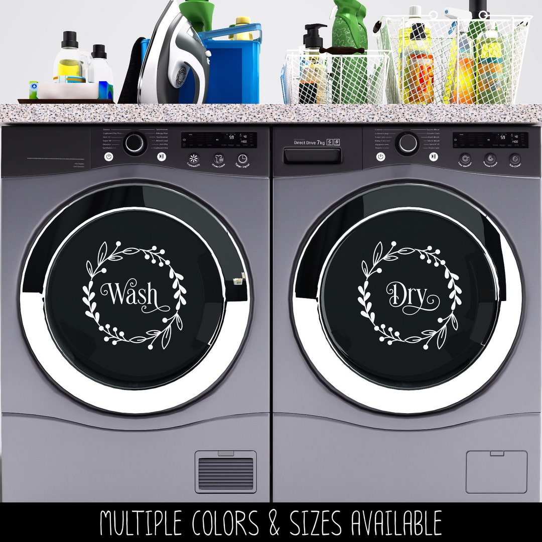 Ornamental Wash Dry Floral Wreath Vinyl Decal Set Washer and Dryer ...