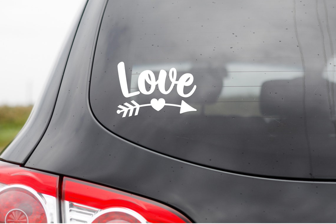 Curved Love Arrow Decal - Love Car Decal - Love Sticker - Love Wall ...