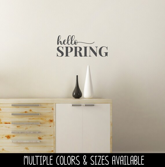 Hello Spring Cursive W/ Tail Vinyl Decal Hello Spring Vinyl | Etsy