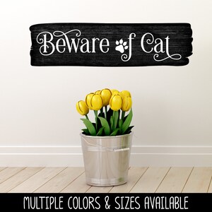 Ornamental Beware of Cat Front Door Vinyl Decal - Beware of Cat Sign ...
