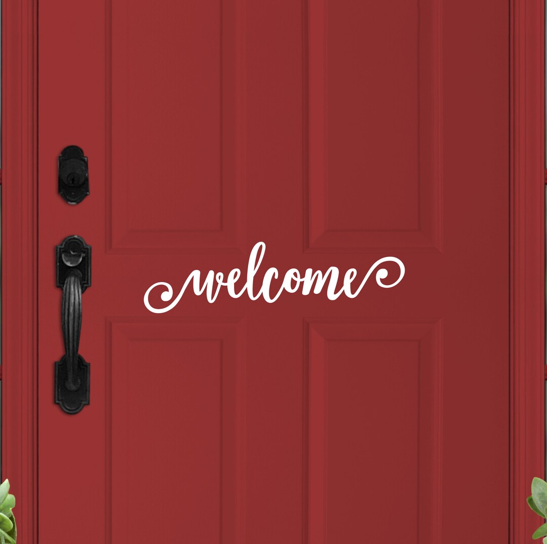 Welcome Vinyl Decal Welcome Swirl Vinyl Sticker Welcome Door Decal ...