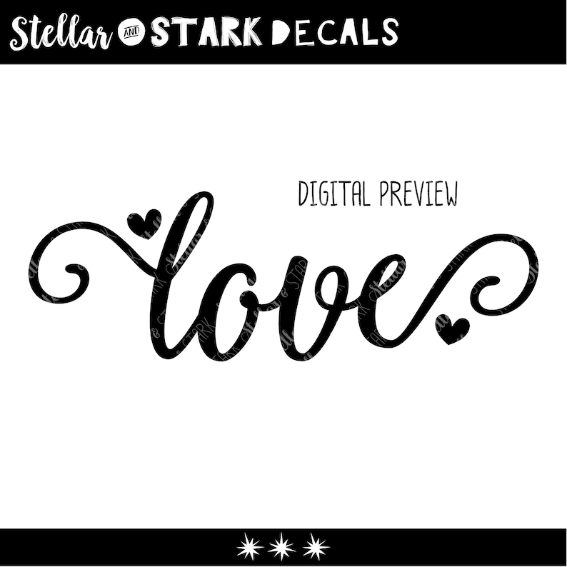 Cursive Love Heart Vinyl Decal Love Car Decal Love Sticker - Etsy