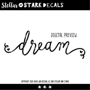 Cursive Dream With Hearts Vinyl Decal Dream Car Decal Dream Sticker ...