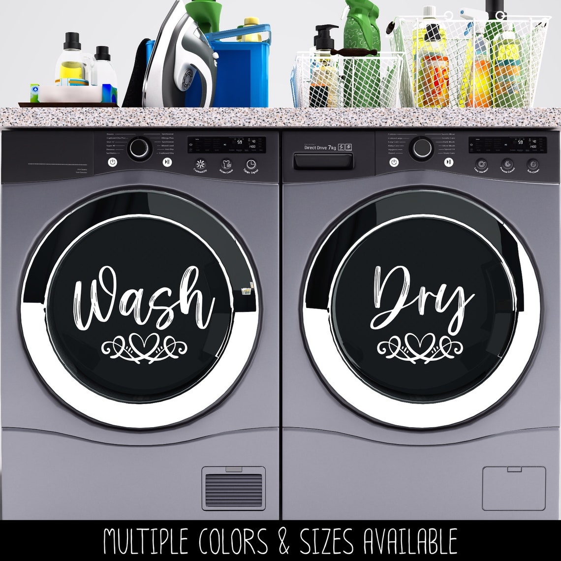 Wash and Dry With Scroll Heart Decal Set - Wash and Dry With Scroll ...