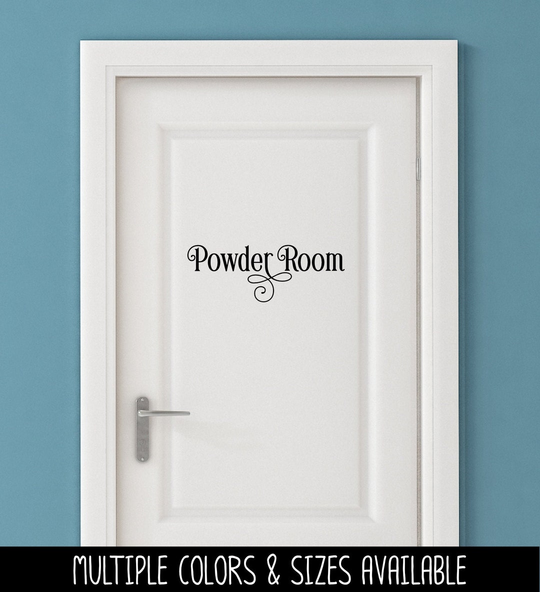 Ornamental Powder Room Vinyl Decal - Bathroom Sticker - Bathroom Door ...