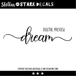Cursive Dream With Tails Vinyl Decal - Dream Car Decal - Dream Sticker ...