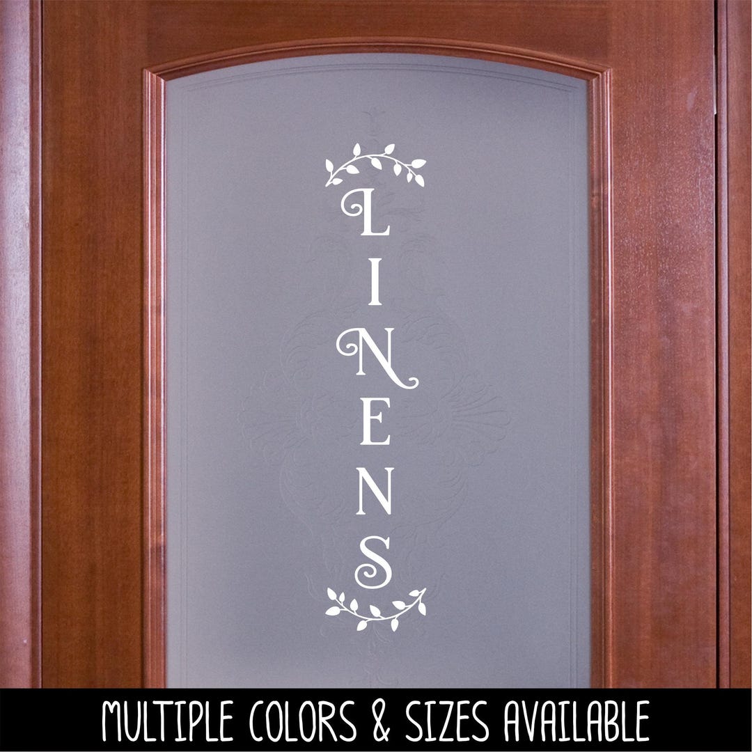 Vertical Curved Leaves Linens Decal - Linens Sticker - Linens Closet ...