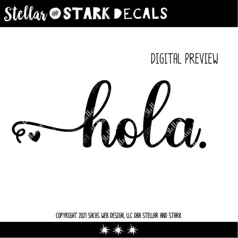 Cursive Hola Heart Vinyl Decal Hola Vinyl Sticker Hola - Etsy