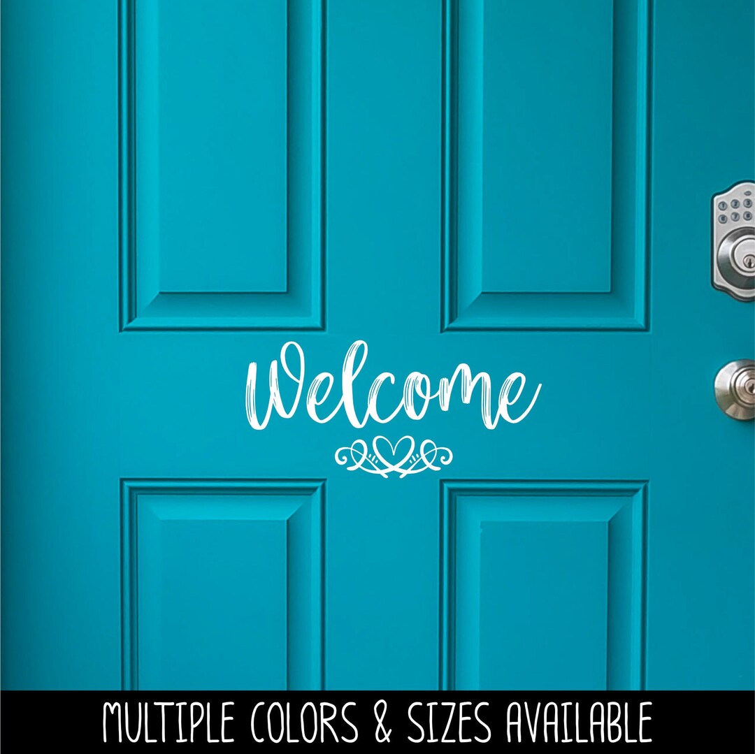 Welcome With Heart Scroll Vinyl Decal Welcome Heart Vinyl Sticker ...