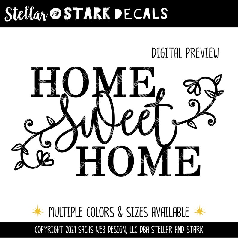 Floral Home Sweet Home Vinyl Decal Home Sweet Home Sticker | Etsy