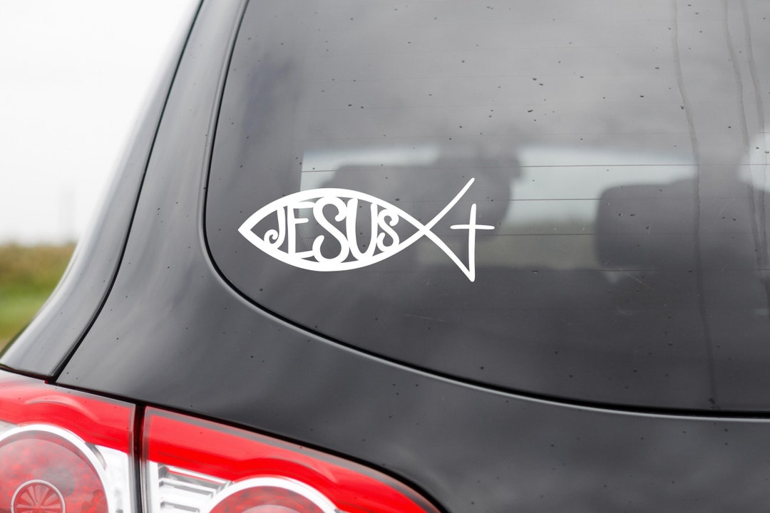 Jesus Fish Vinyl Decal - Jesus Vinyl Decal - Jesus Cross Vinyl Decal ...