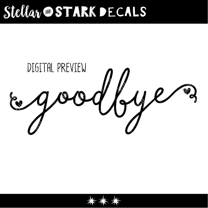 Cursive Goodbye Heart Decal Goodbye Heart Sticker Goodbye - Etsy