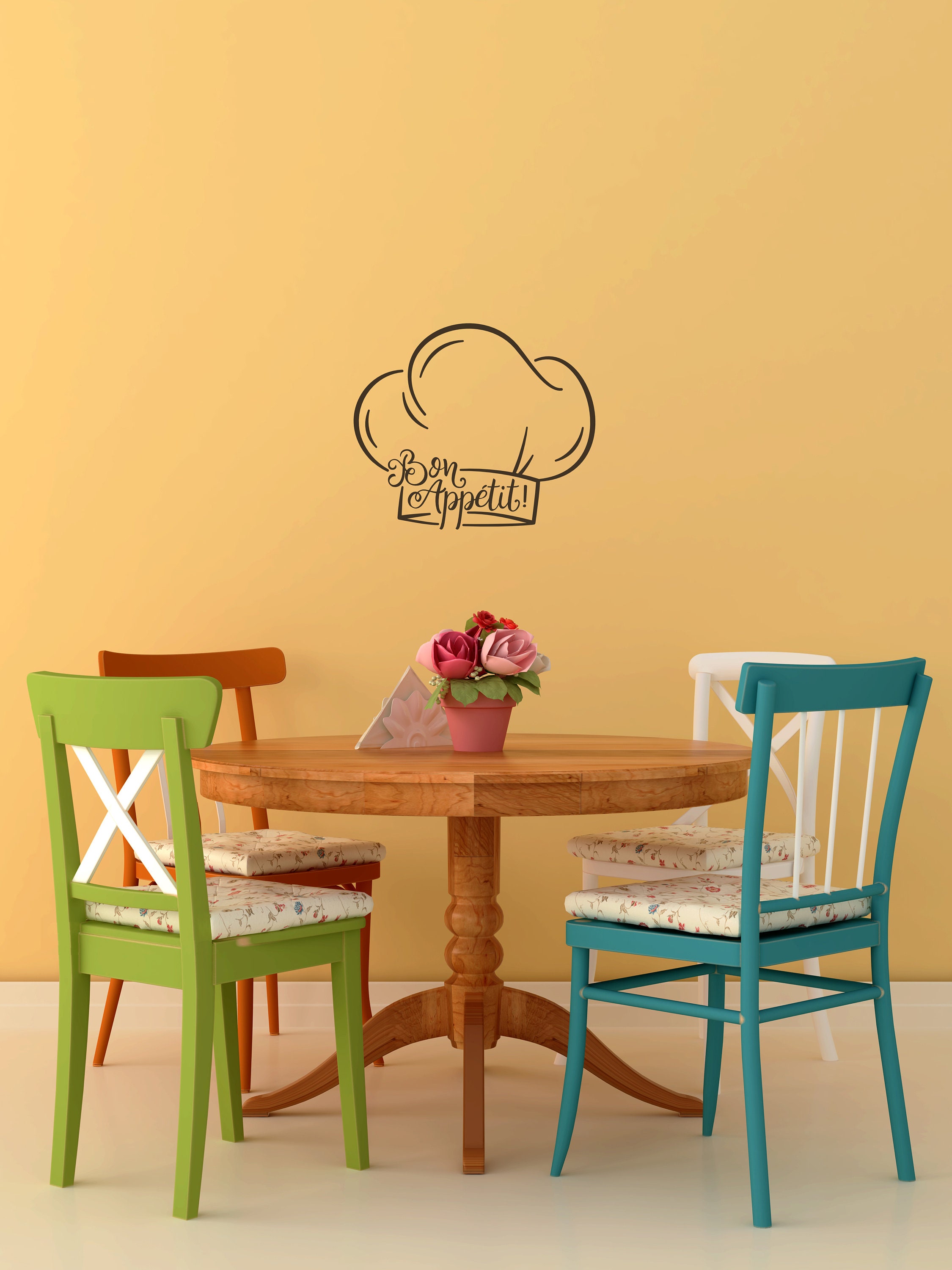 Cursive Bon Appetit Chef Hat Decal - Bon Appetit Sticker - Kitchen ...
