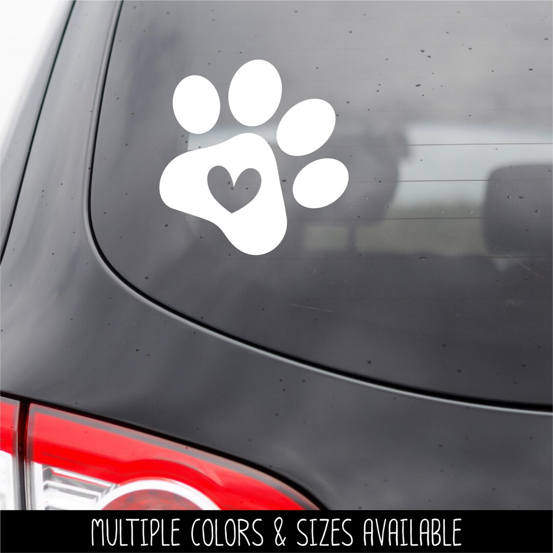 Dog Paw With Heart Vinyl Decal- Dog Paw W/ Heart Sticker - Dog Decal ...