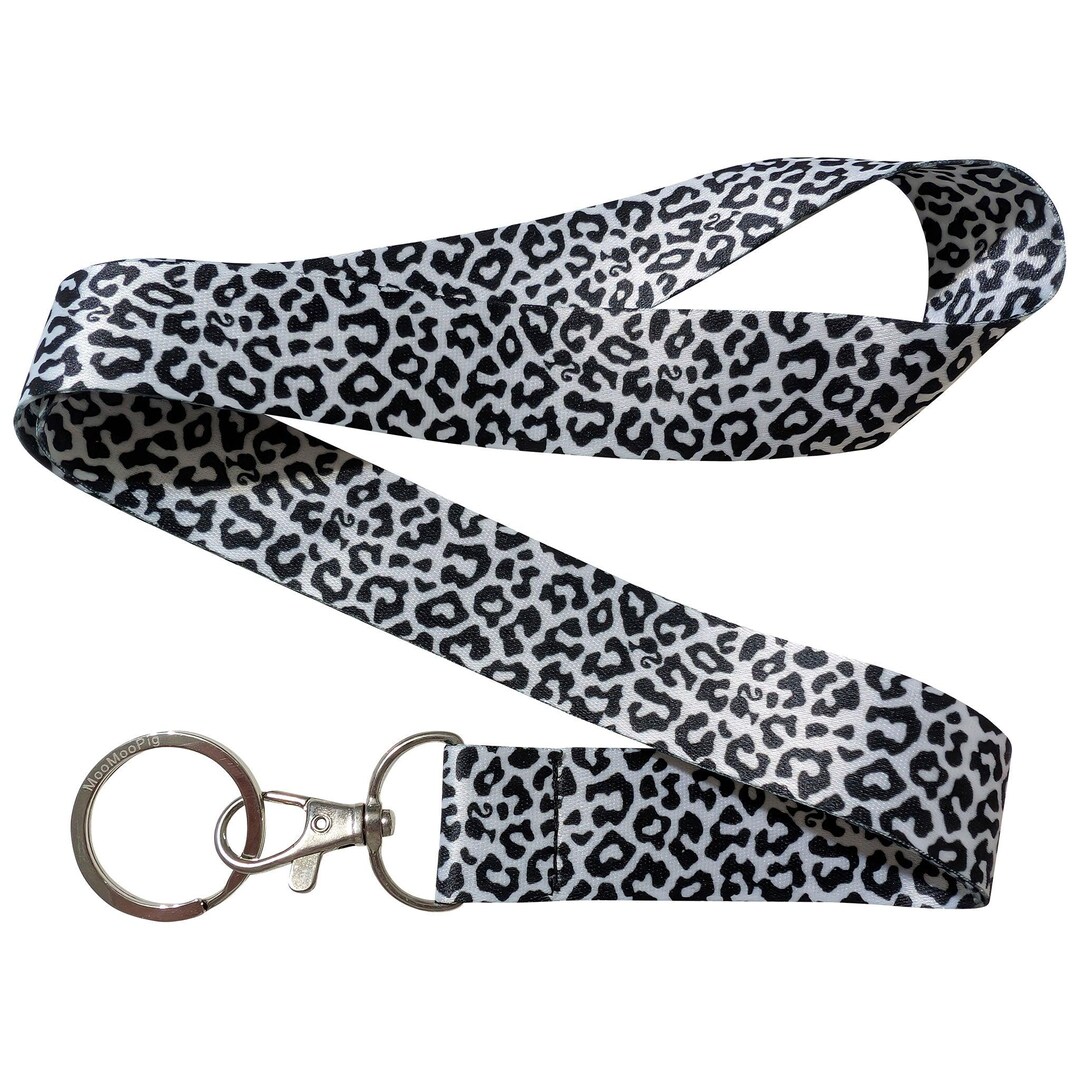 Leopard Animal Spots Pattern Black White Keychain Lanyard - Etsy