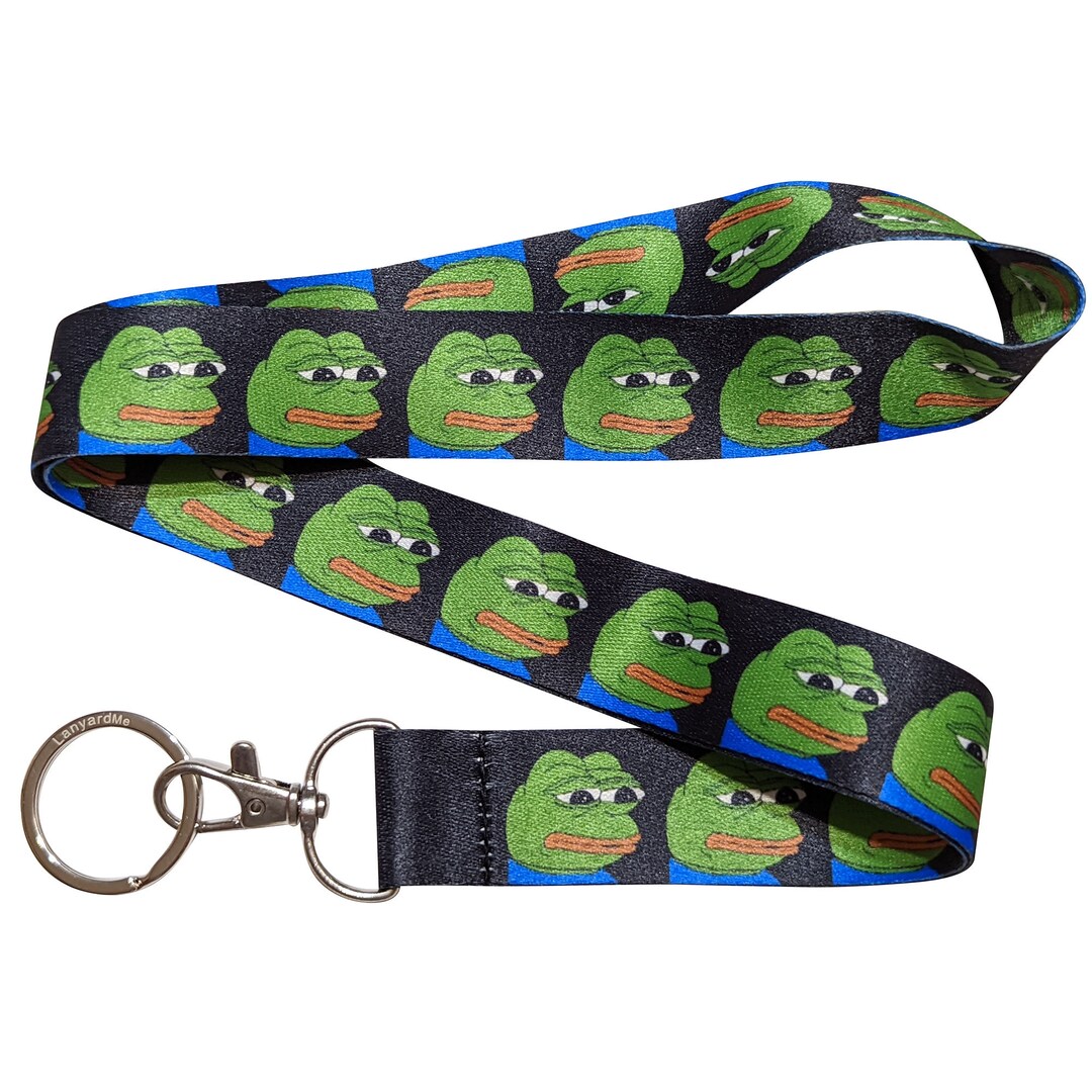 Pepe Frog Sad Face Meme Black Keychain Lanyard - Etsy