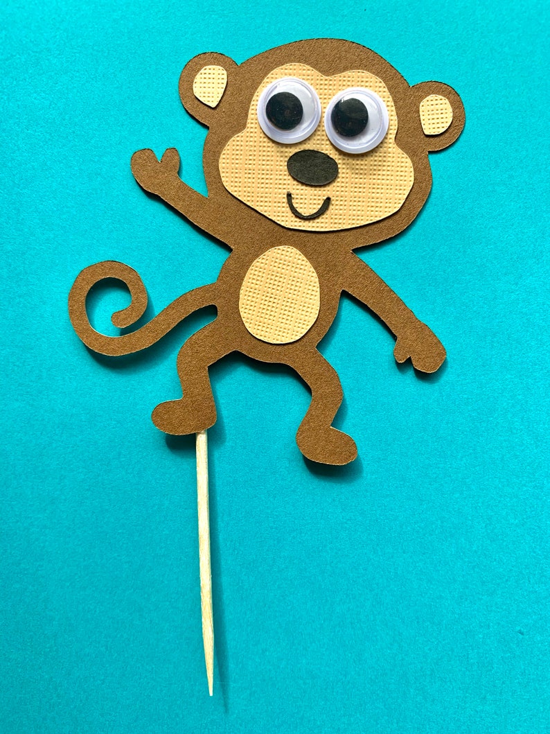 Monkey Cupcake Toppers w/ Googly Eyes / Baby Monkey Safari | Etsy