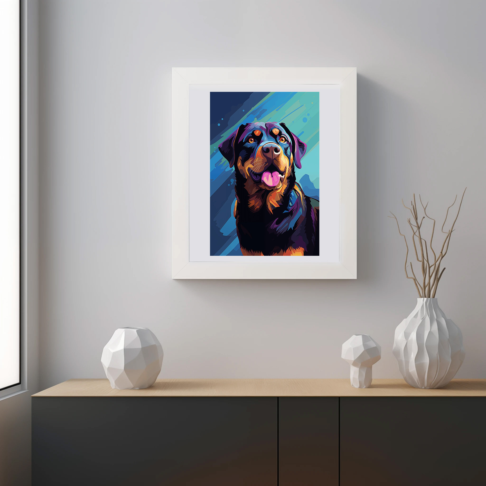 Rottweiler, Rotty, Rottie Digital Download Wall Art, Risoprint Style ...