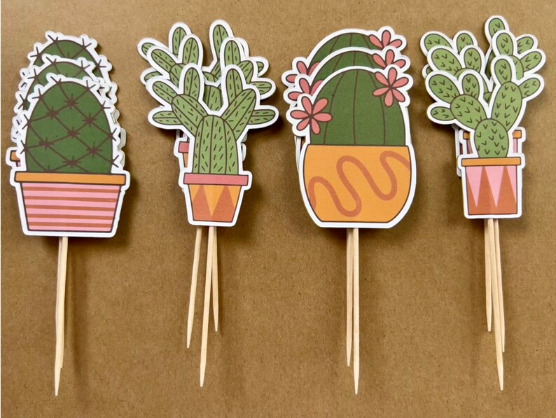 Cactus Cupcake Toppers/ Succulents Cupcake Toppers/ Party Toppers ...