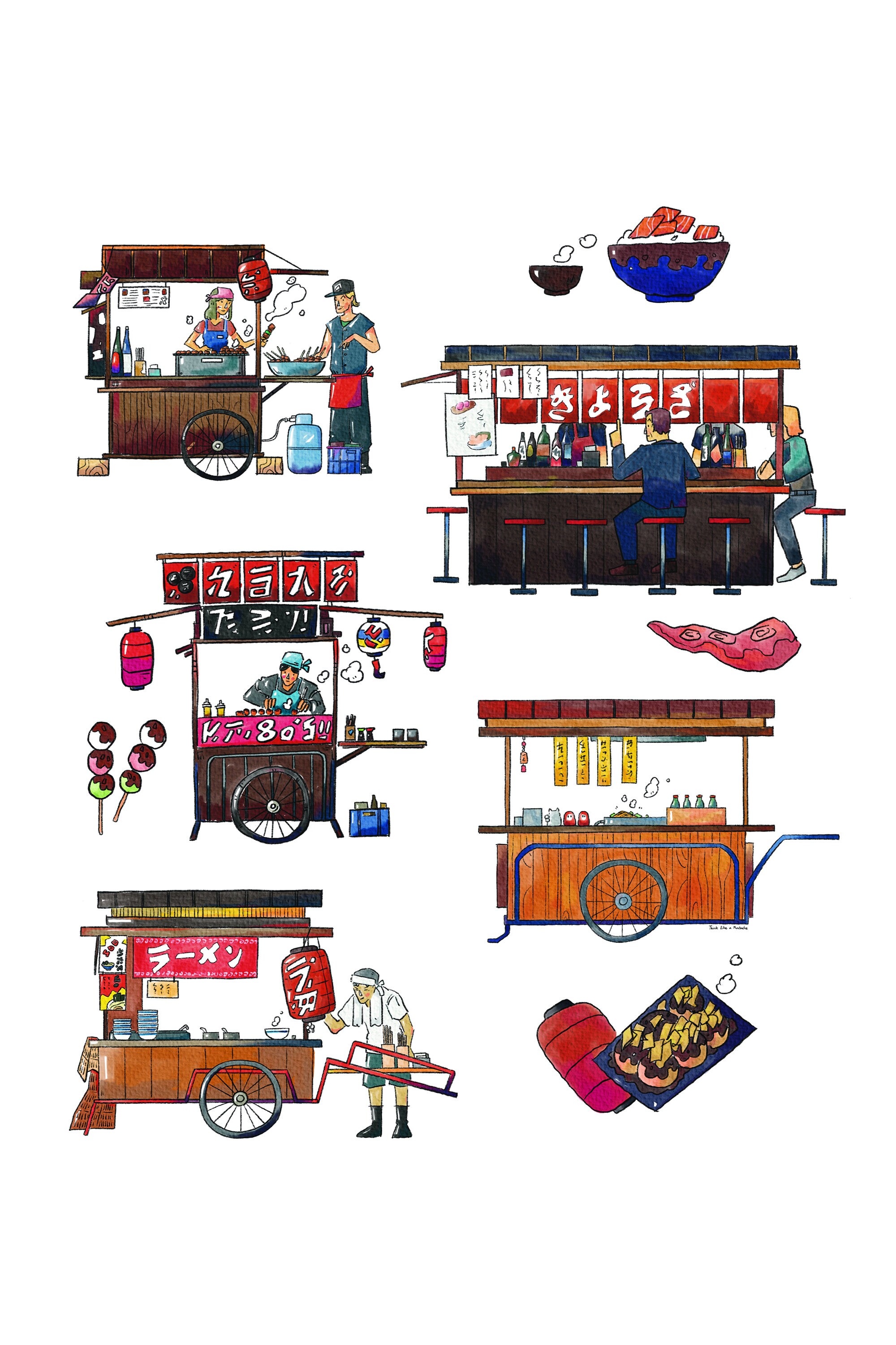 Food Cart Print | Street Food Print | Food Cart Wall Decor| Digital ...