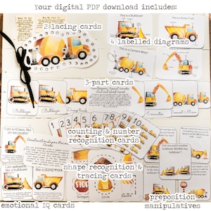 Little Construction Truck Lover Learning Bundle | Montessori Materials ...
