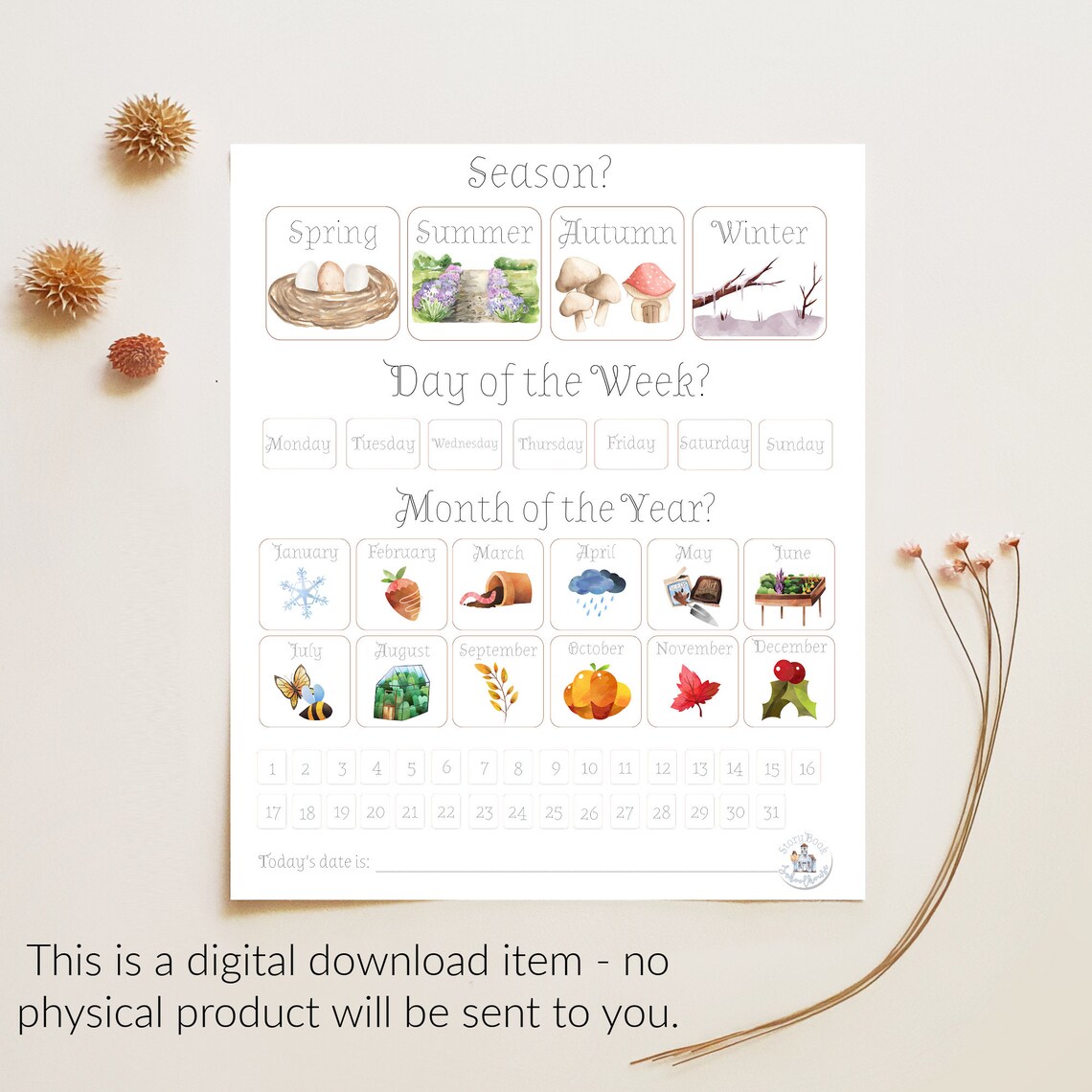 Southern Hemisphere Perpetual Calendar for Each Child to Use - Etsy