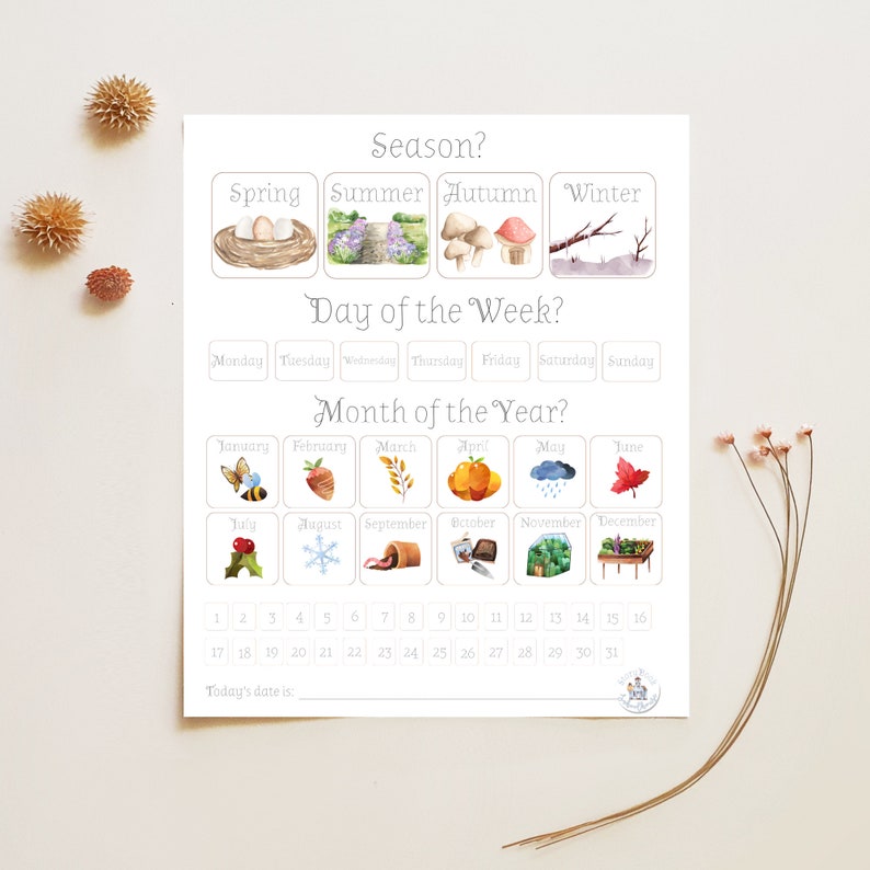 Southern Hemisphere Perpetual Calendar for Each Child to Use Montessori ...