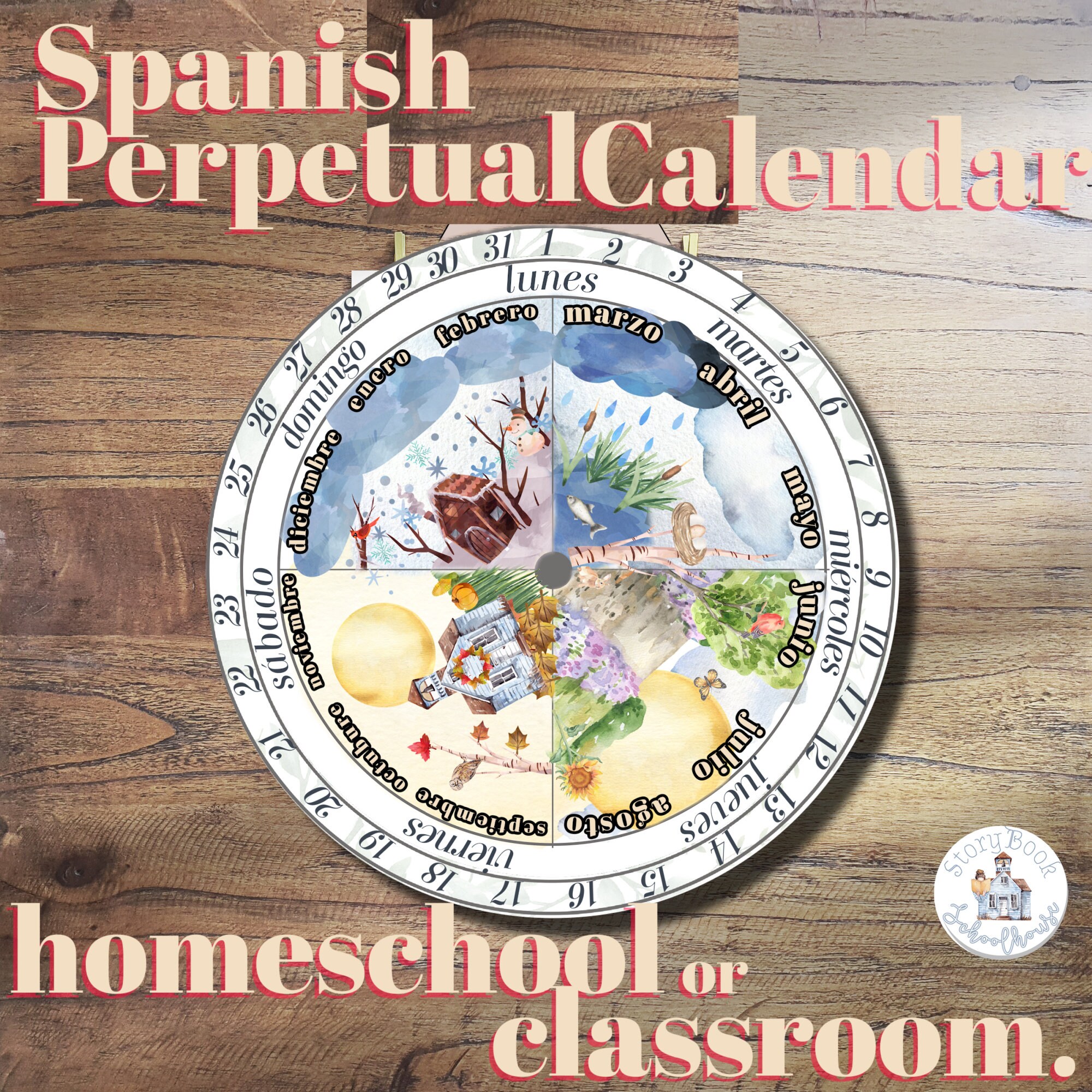 Spanish Waldorf Perpetual Calendar for Homeschool or Classroom ...