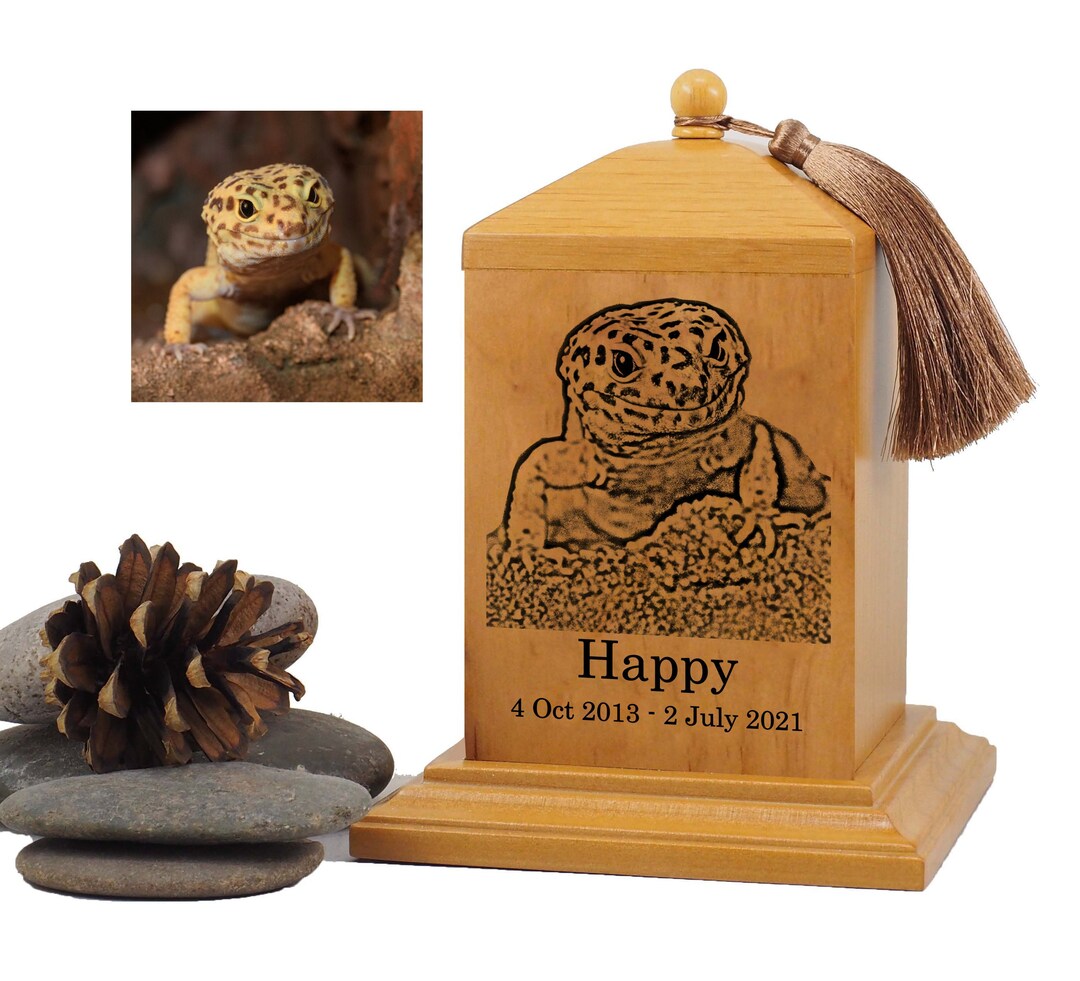 Custom Engraved Leopard Gecko Urn: Solid Wood Pet Memorial - Etsy