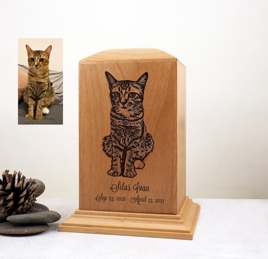 Custom Engraved Wood Cat Urn: Pet Memorial Keepsake Box - Etsy