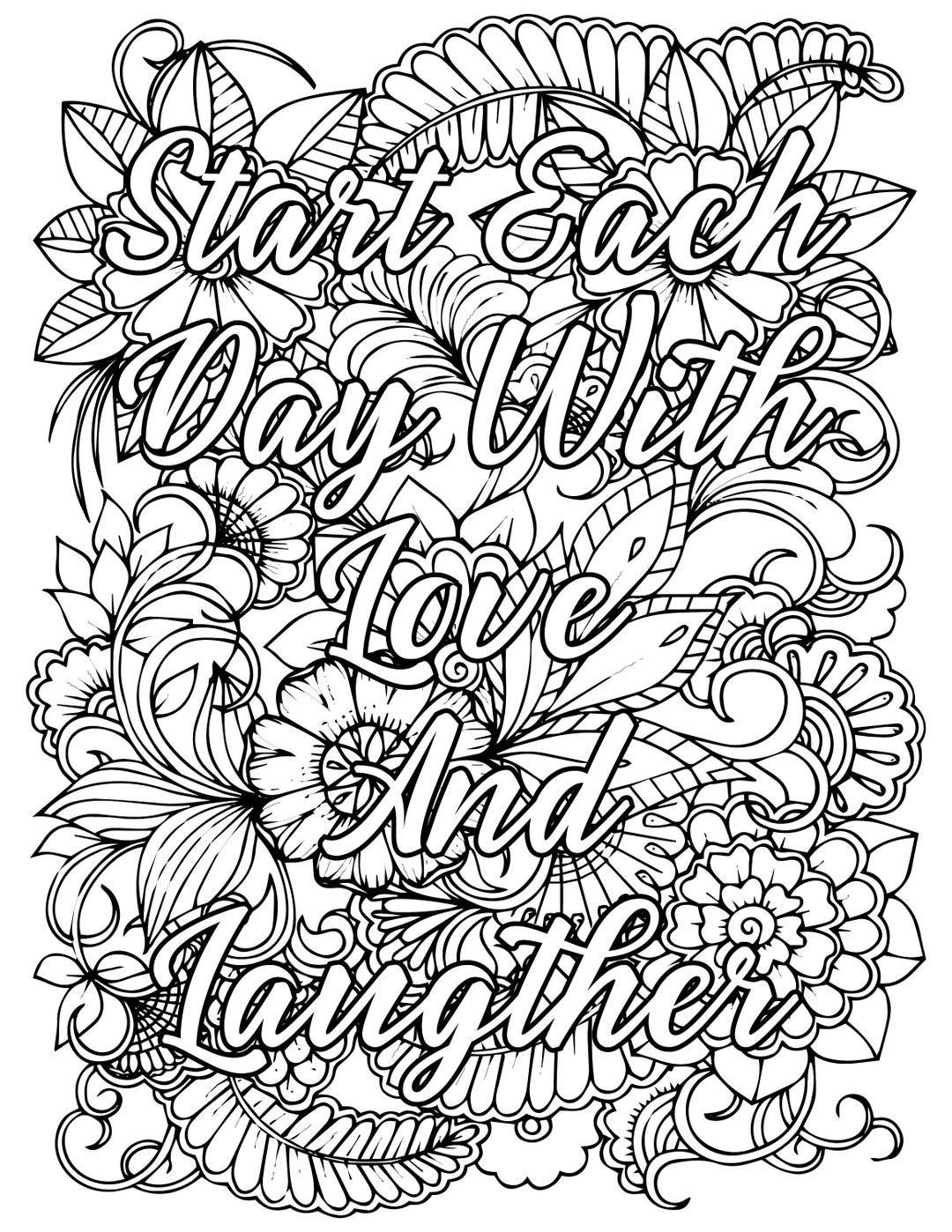 Digital Coloring Page Love and Laughter - Etsy