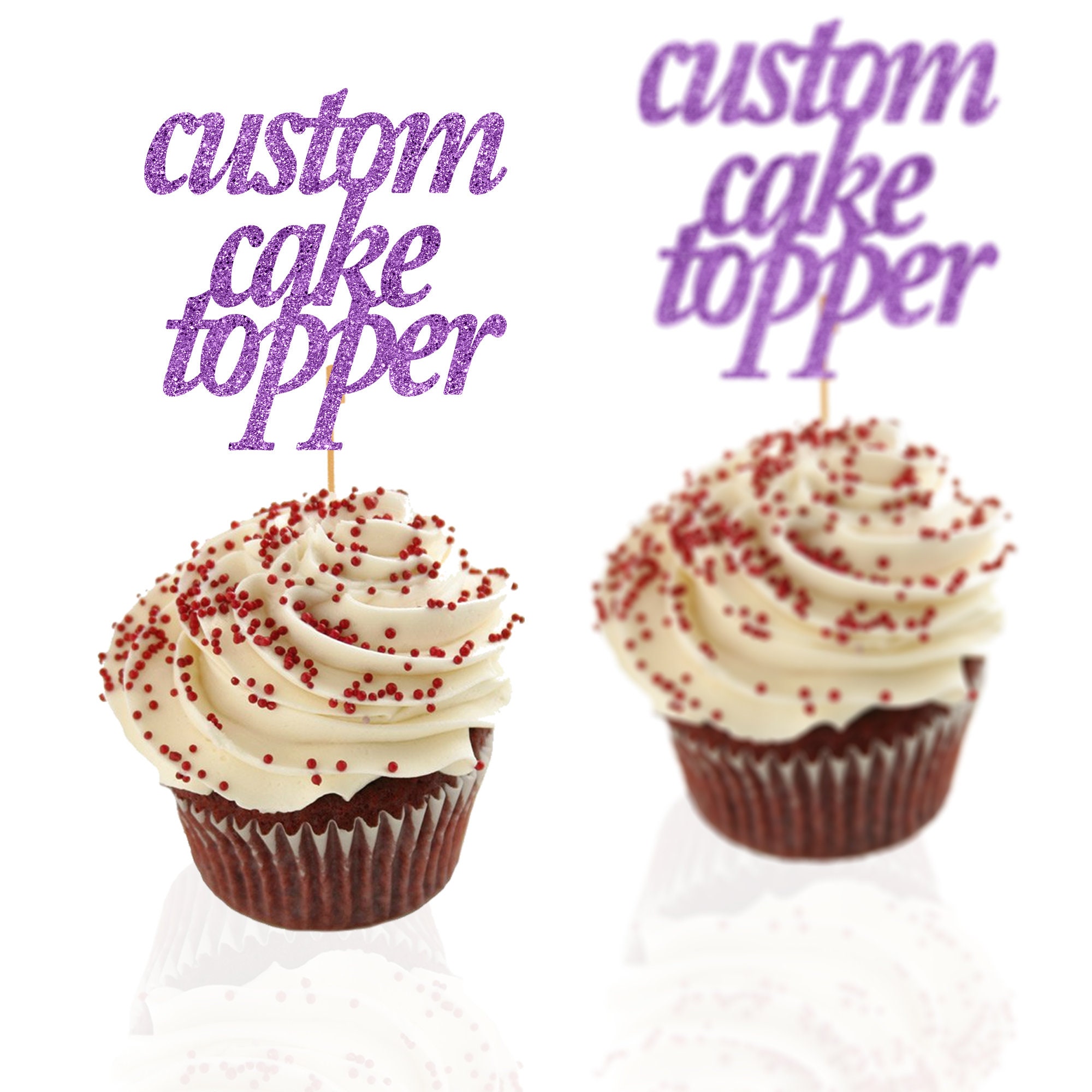 Personalized Custom Cupcake Toppers Glitter Cupcake - Etsy