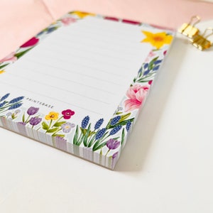 Spring Floral Notepad, Spring Flowers, Daffodils, Tulips, Lined Notepad ...