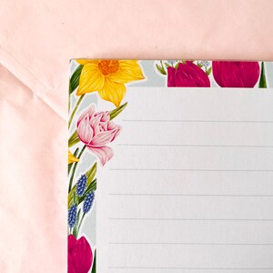 Spring Floral Notepad, Spring Flowers, Daffodils, Tulips, Lined Notepad ...