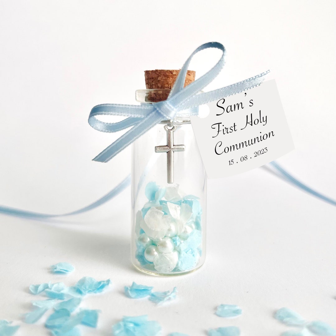 Blue First Holy Communion Favour With Cross Charm | Blue Confetti and ...