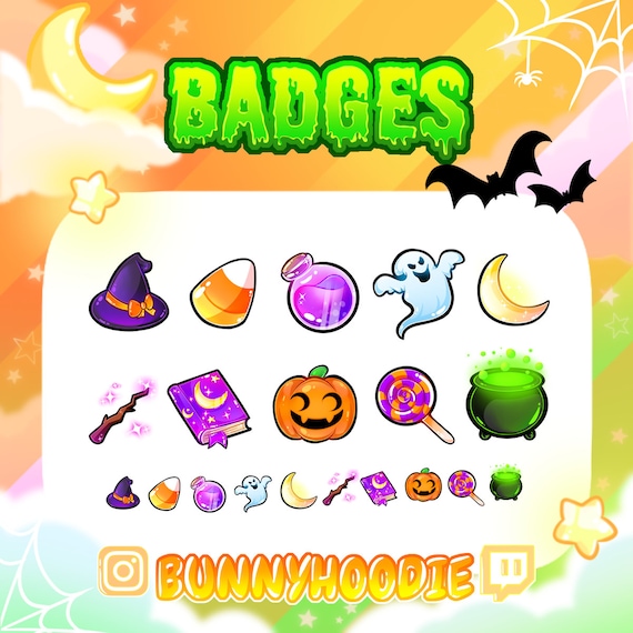 Digital Twitch halloween sub bit badges Halloween muffin badges for ...