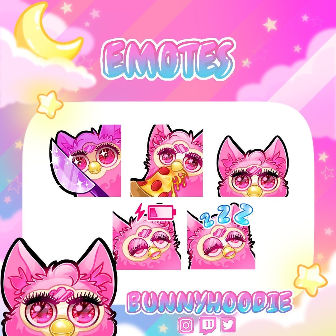 Kawaii Furby Twitch Emotes - 5 Cute Pink 90s Retro Furbies Premade P2U ...