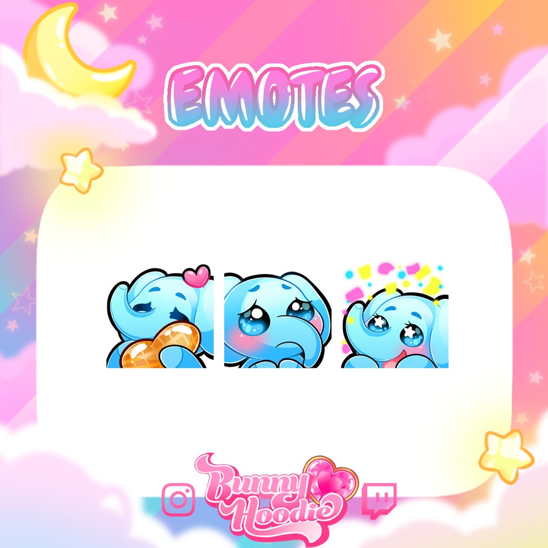 Cute Elephant Emotes - Twitch & Discord Kawaii Chibi Emote / Badges P2U ...